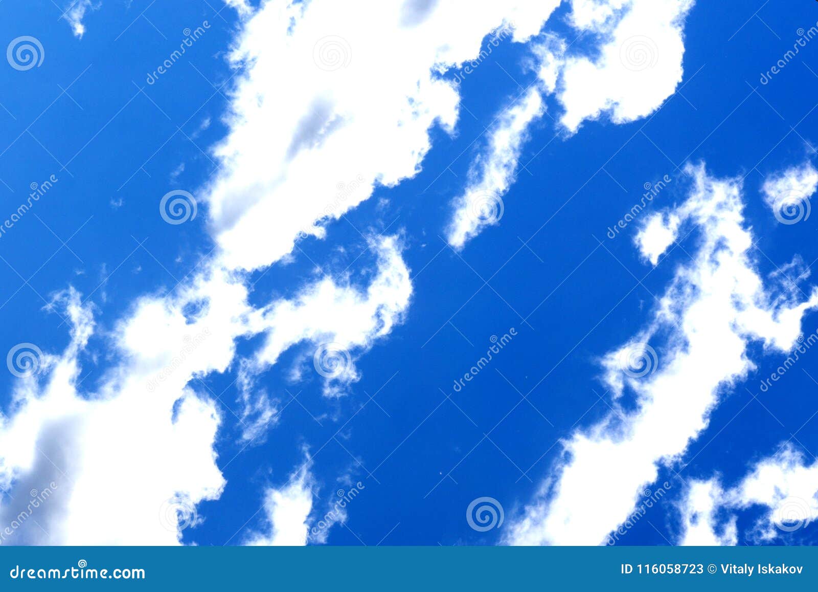 White Clouds in Blue Sky Wide Angle View . Stock Image - Image of ...