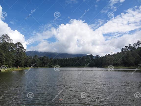 White Clouds in the Clear Blue Sky Zero Point of the Citarum River ...