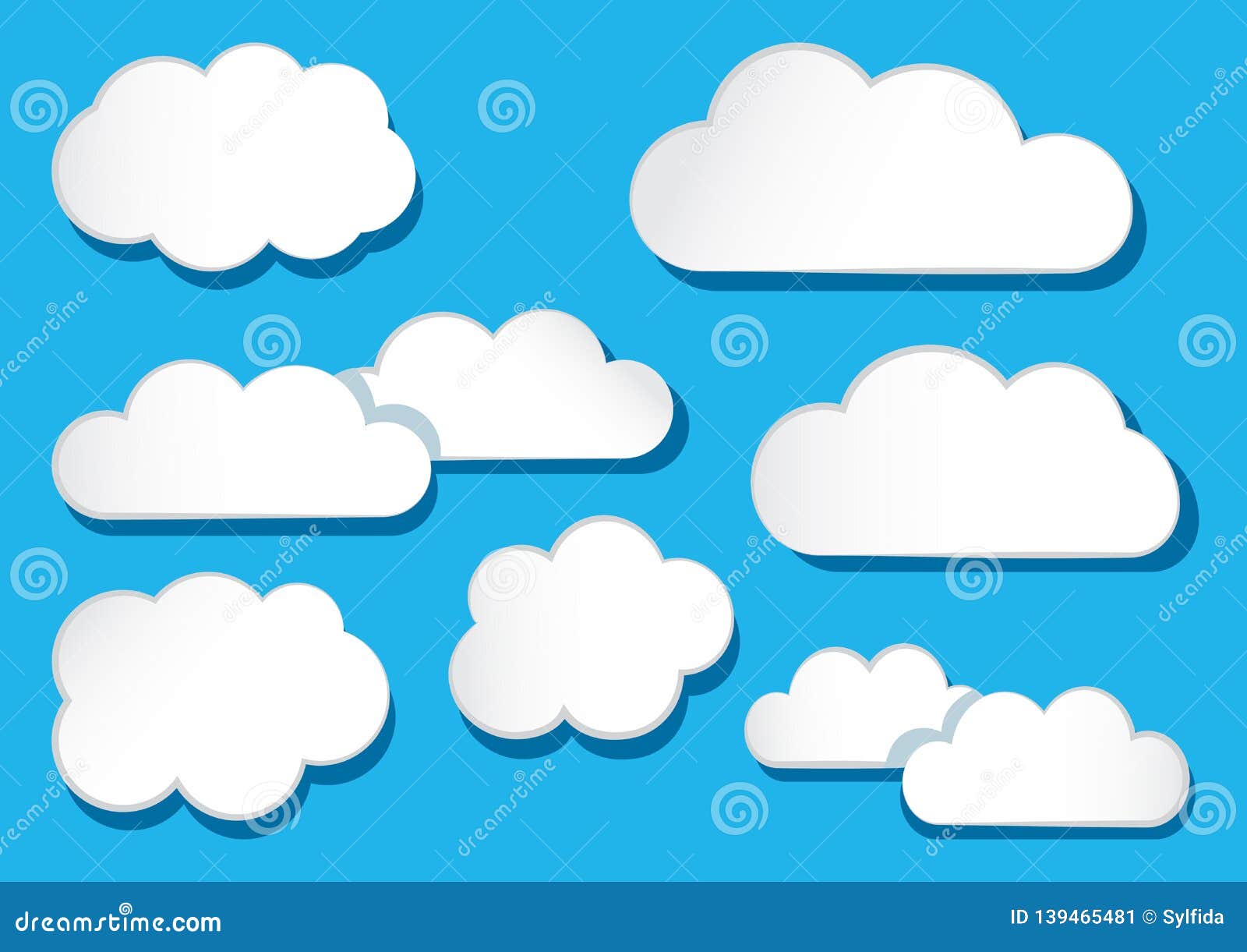 White Clouds Collection. Vector Illustration Stock Illustration ...