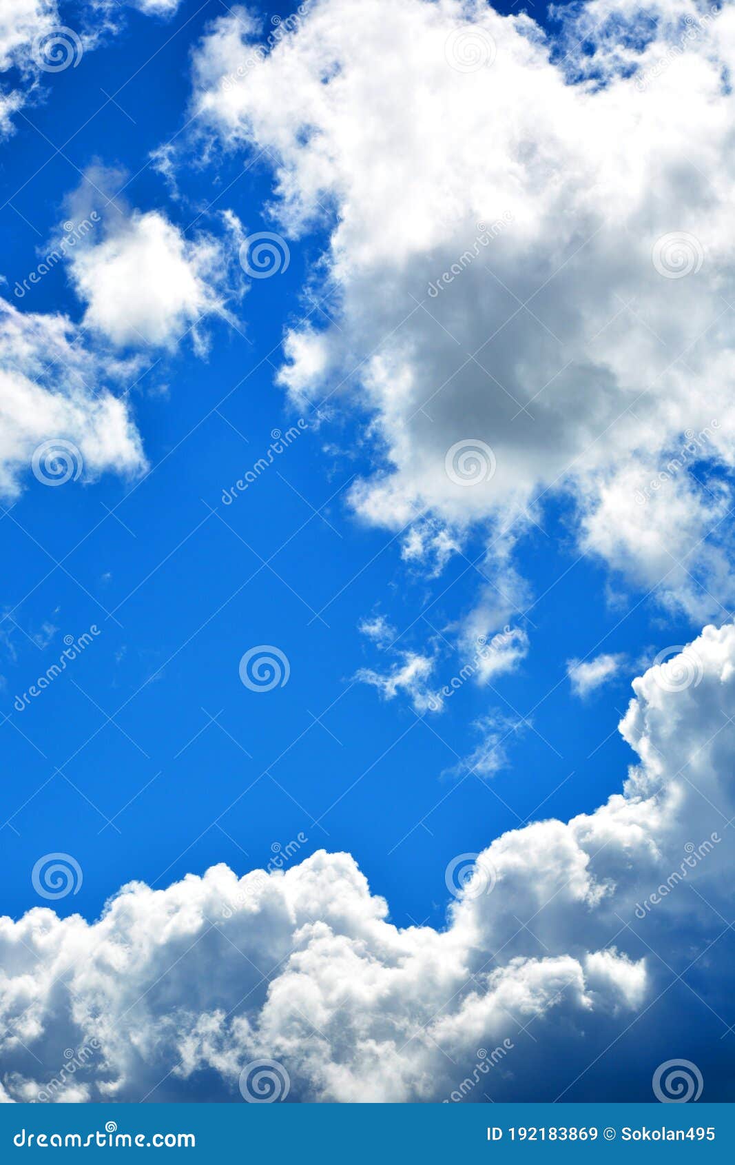 White Clouds Float Across the Blue Sky. Beautiful Atmospheric ...