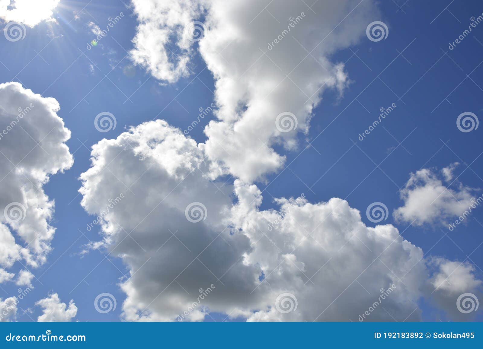 White Clouds Float Across the Sunny Sky. Beautiful Atmospheric ...