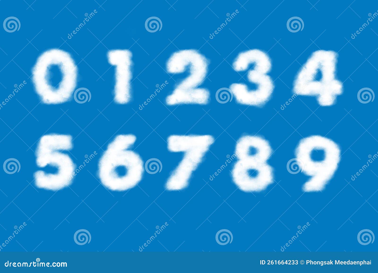 White Clouds of Number Character Zero One Two Three Four Five Six Seven ... White Clouds of Number Character Zero One Two Three Four Five Six Seven ...