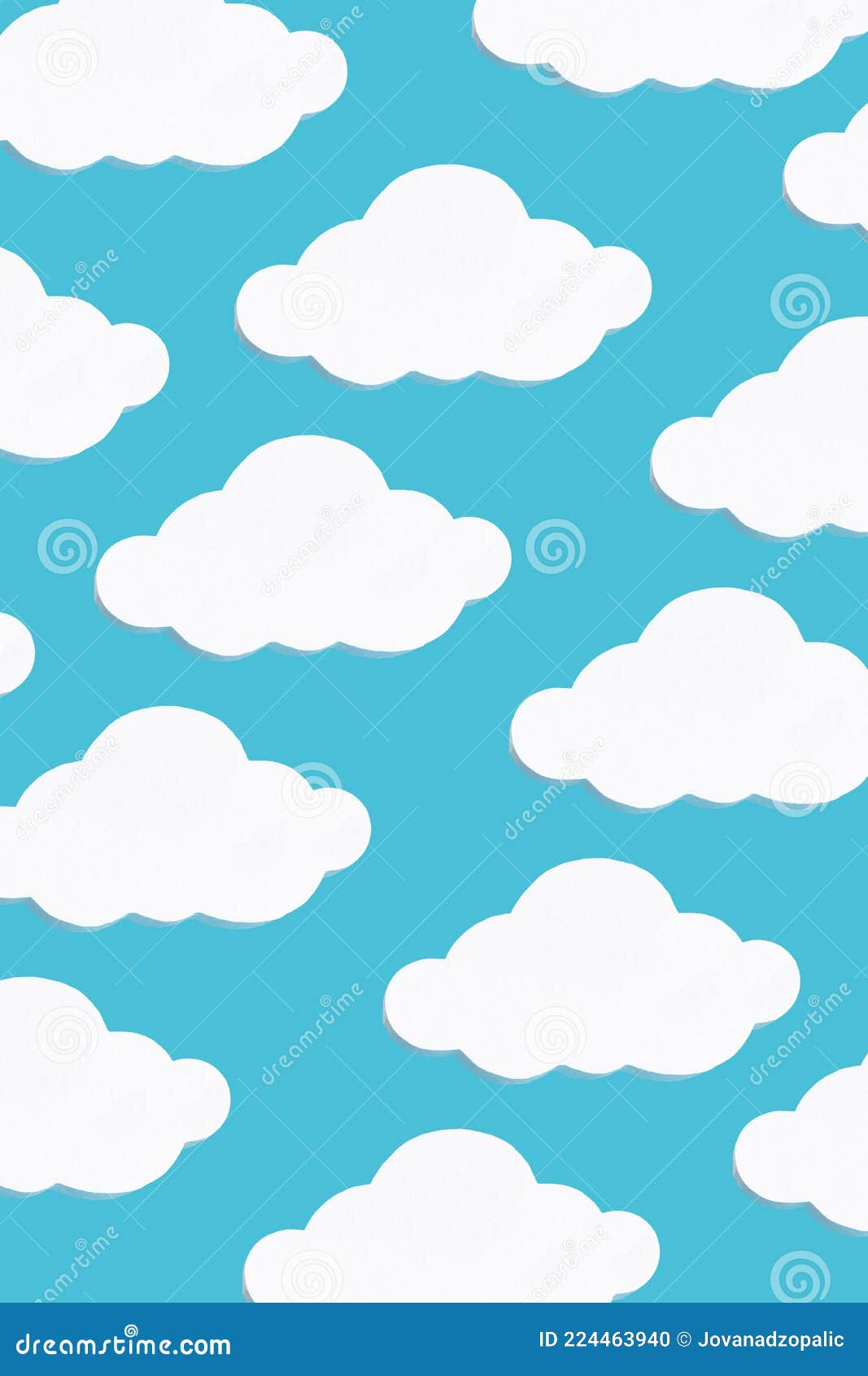 White Clouds Pattern on a Blue Sky Background. Minimal Concept Stock Illustration - Illustration ...