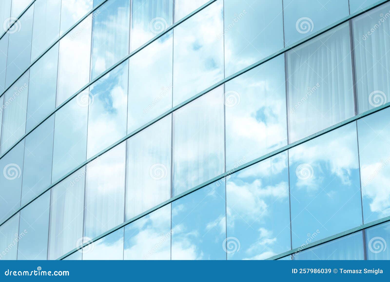 White Clouds Reflecting in Simple Modern Generic Office Building Square ...
