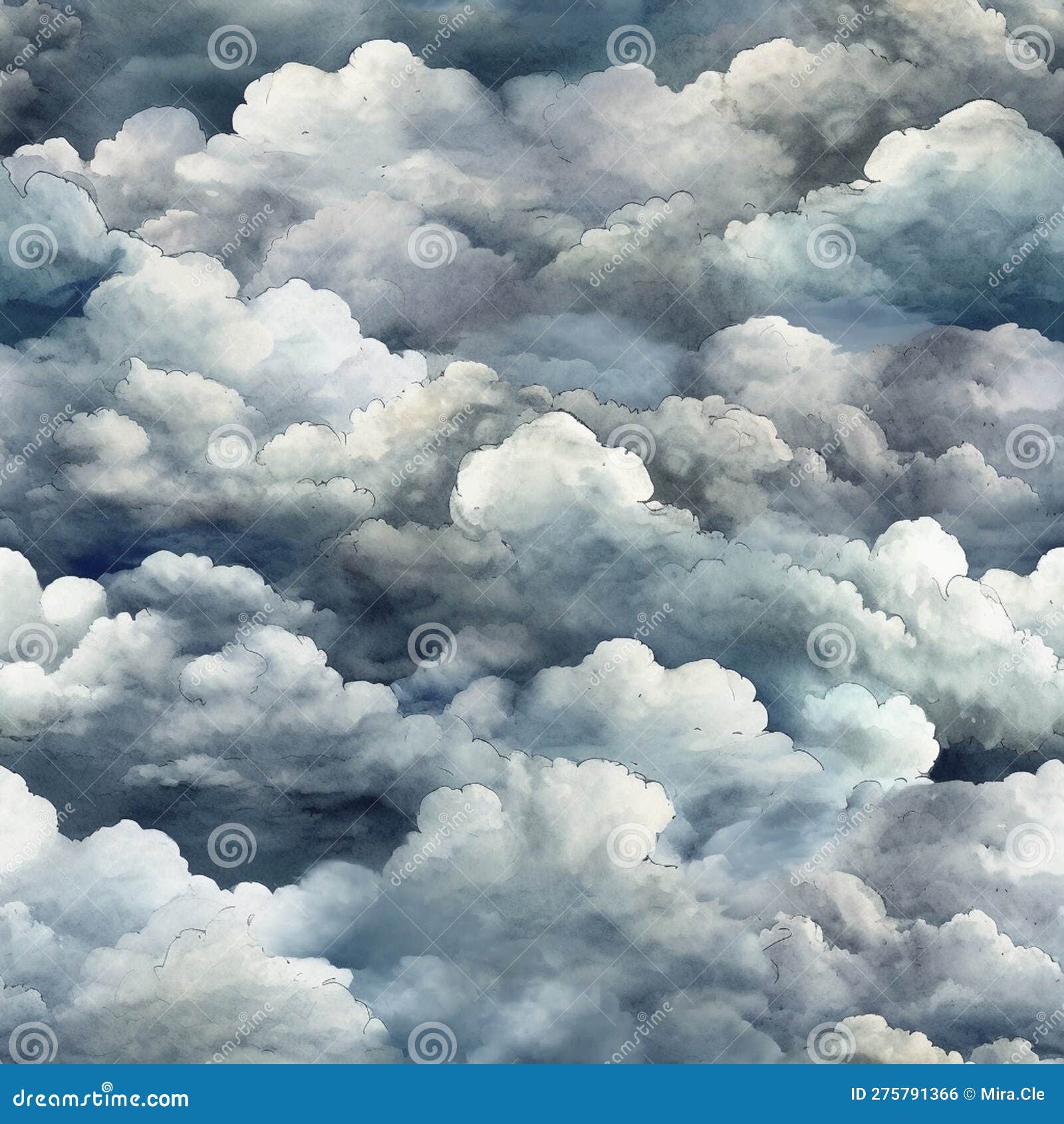 White Clouds Seamless Pattern, Created with Generative AI Stock ...