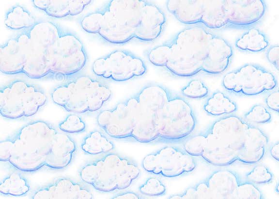 White Clouds Sky Seamless Pattern. Stock Illustration - Illustration of ...