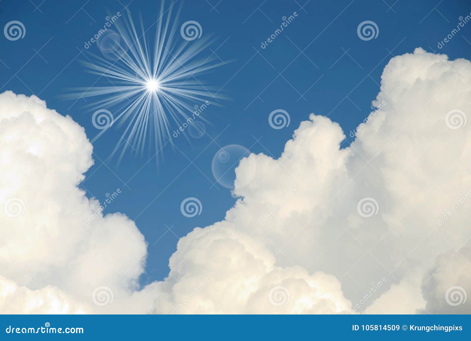 White Clouds with Sun Rays. Stock Image - Image of clouds, sunny: 105814509
