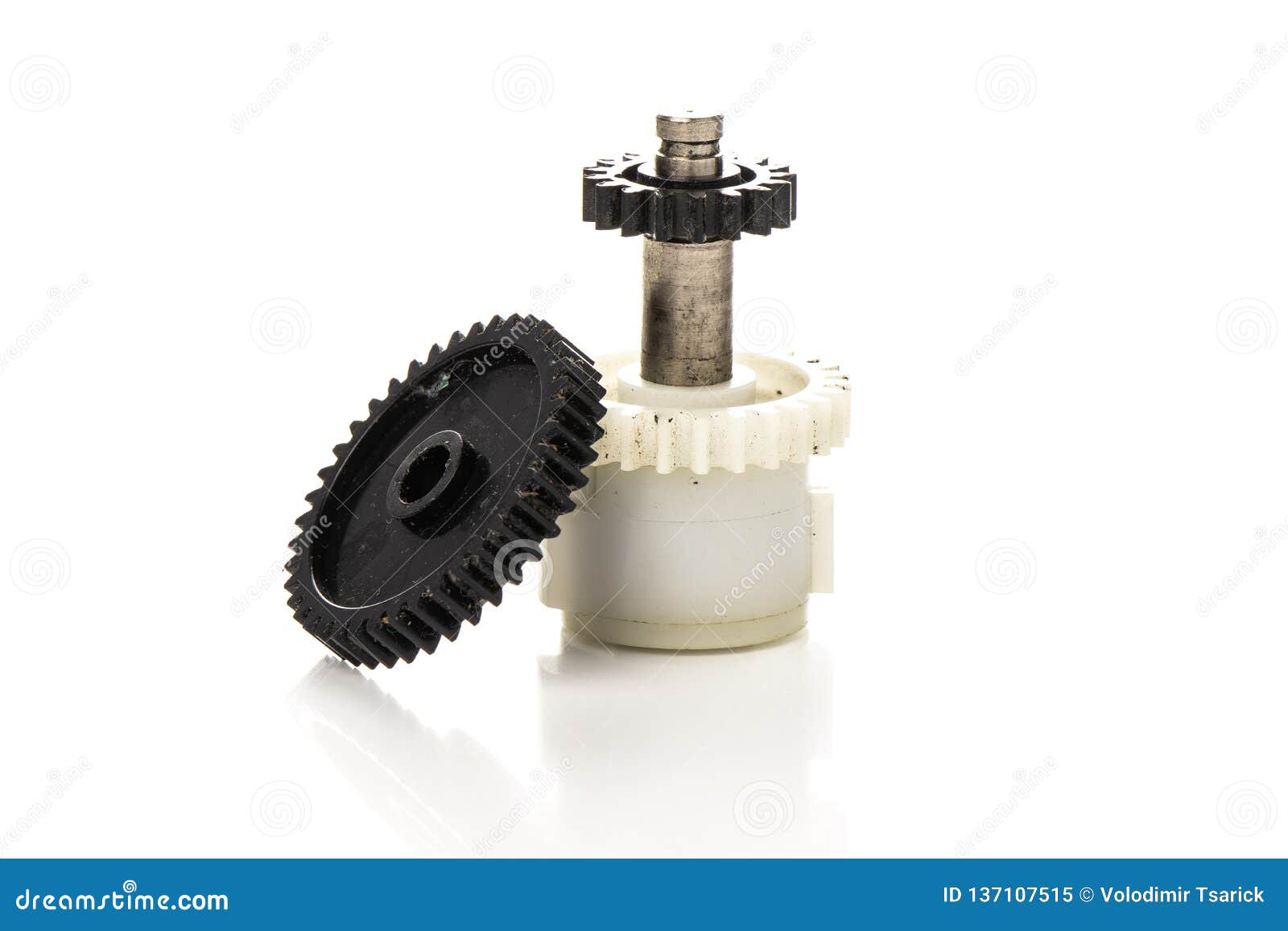 White Clutch with Pin and Two Black Gears Stock Image - Image of clutch ...