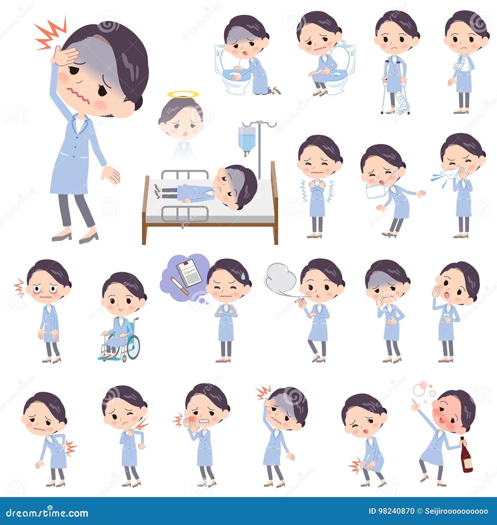 White coat women_sickness stock vector. Illustration of drinking - 98240870