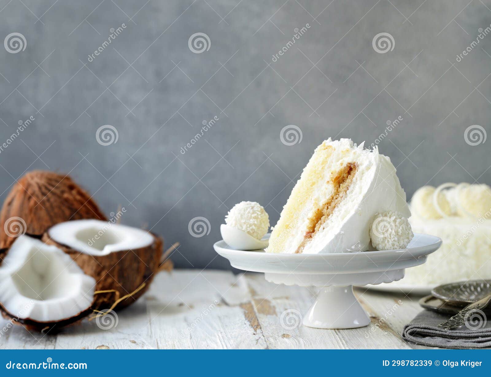 White Coconut Cake with Cream Stock Image - Image of pastry, tasty ...