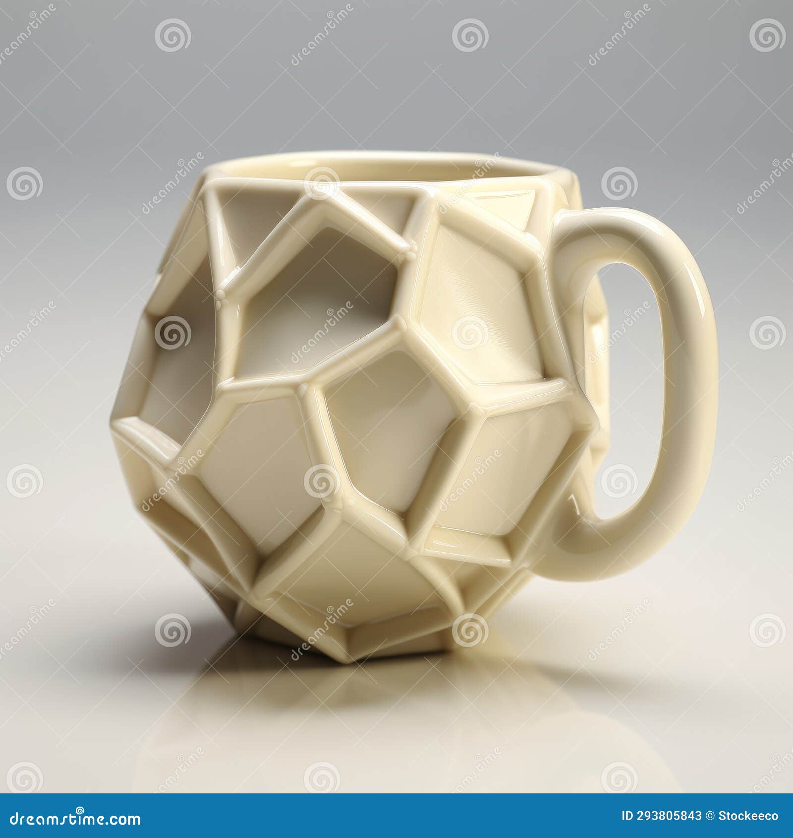 Geometric Design Ivory Coffee Mug with 3d Model Stock Illustration ...