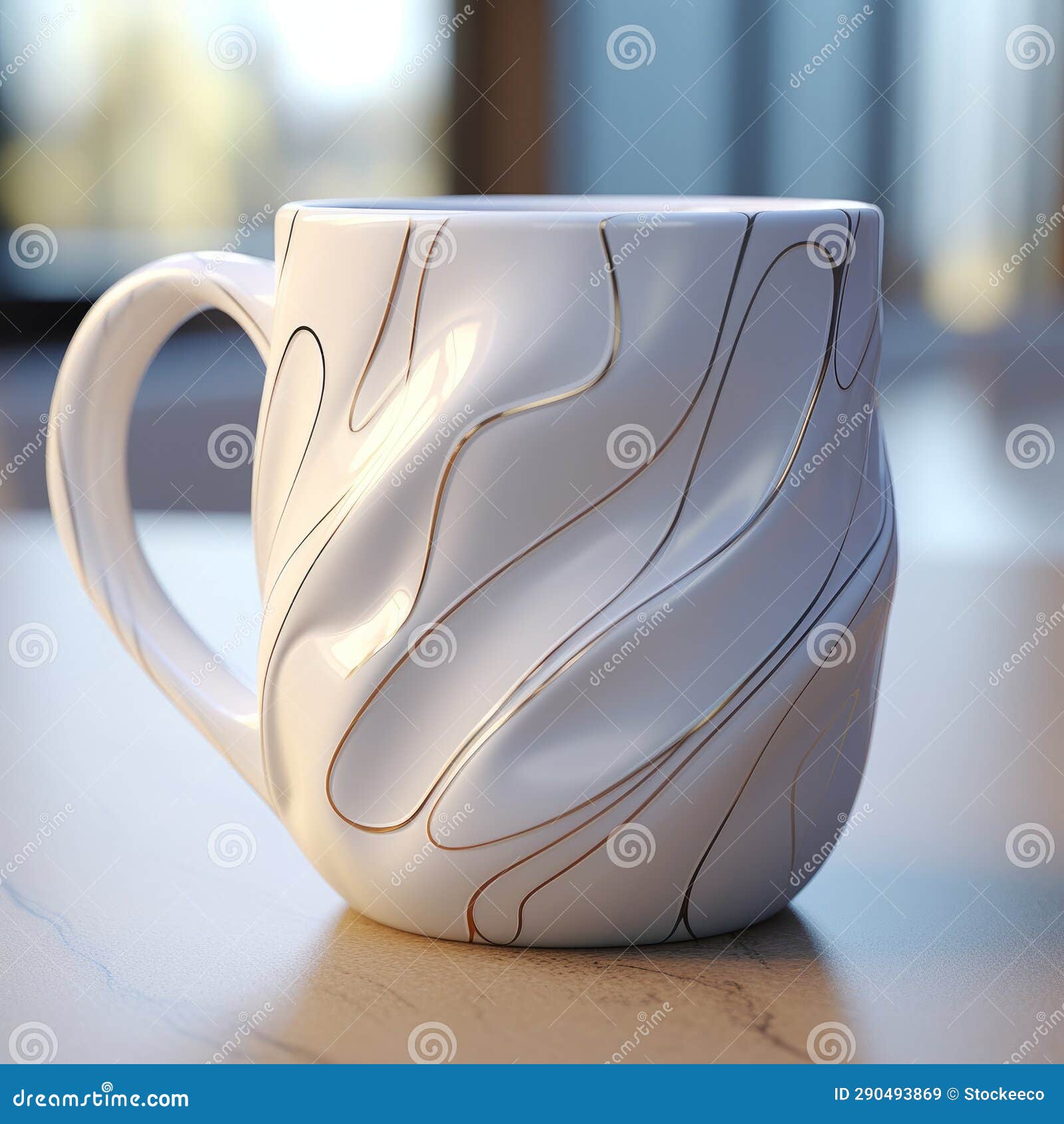 Unique 3d Mug with Realistic Details in White and Gold Stock ...