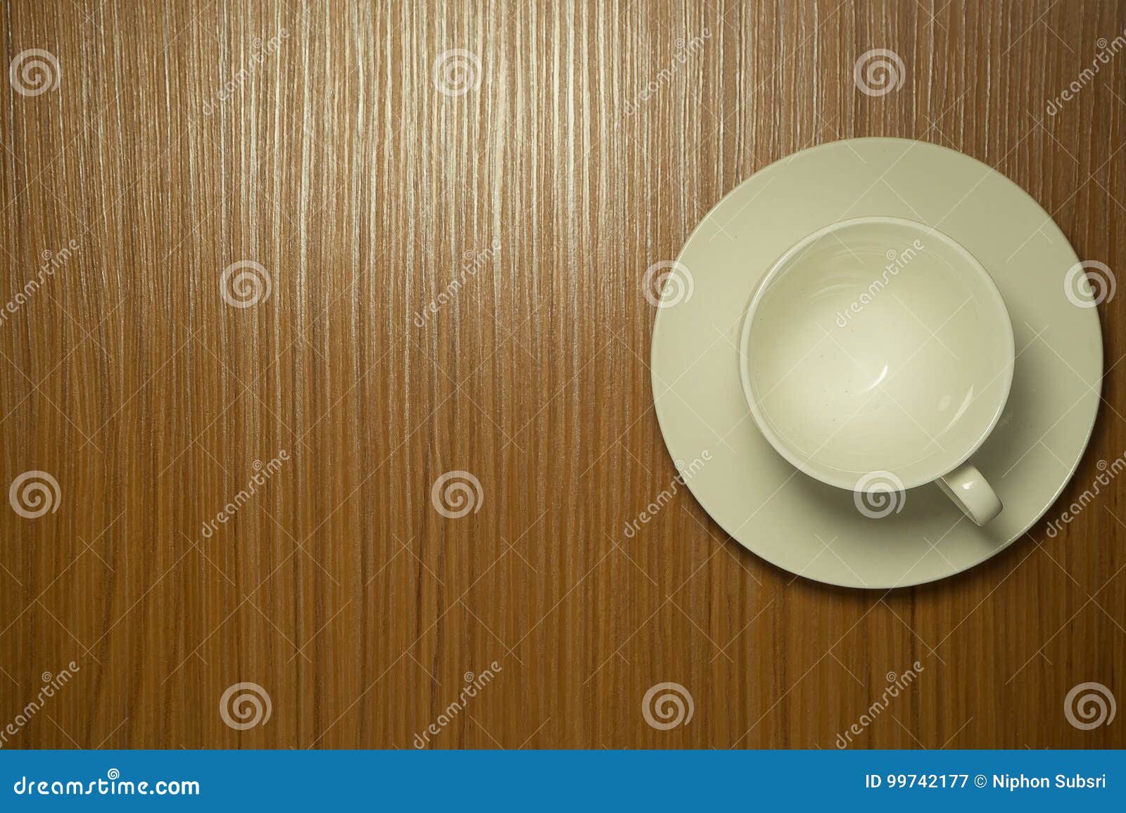 The White Coffee Cup on Wood Table Top View Stock Image - Image of ...