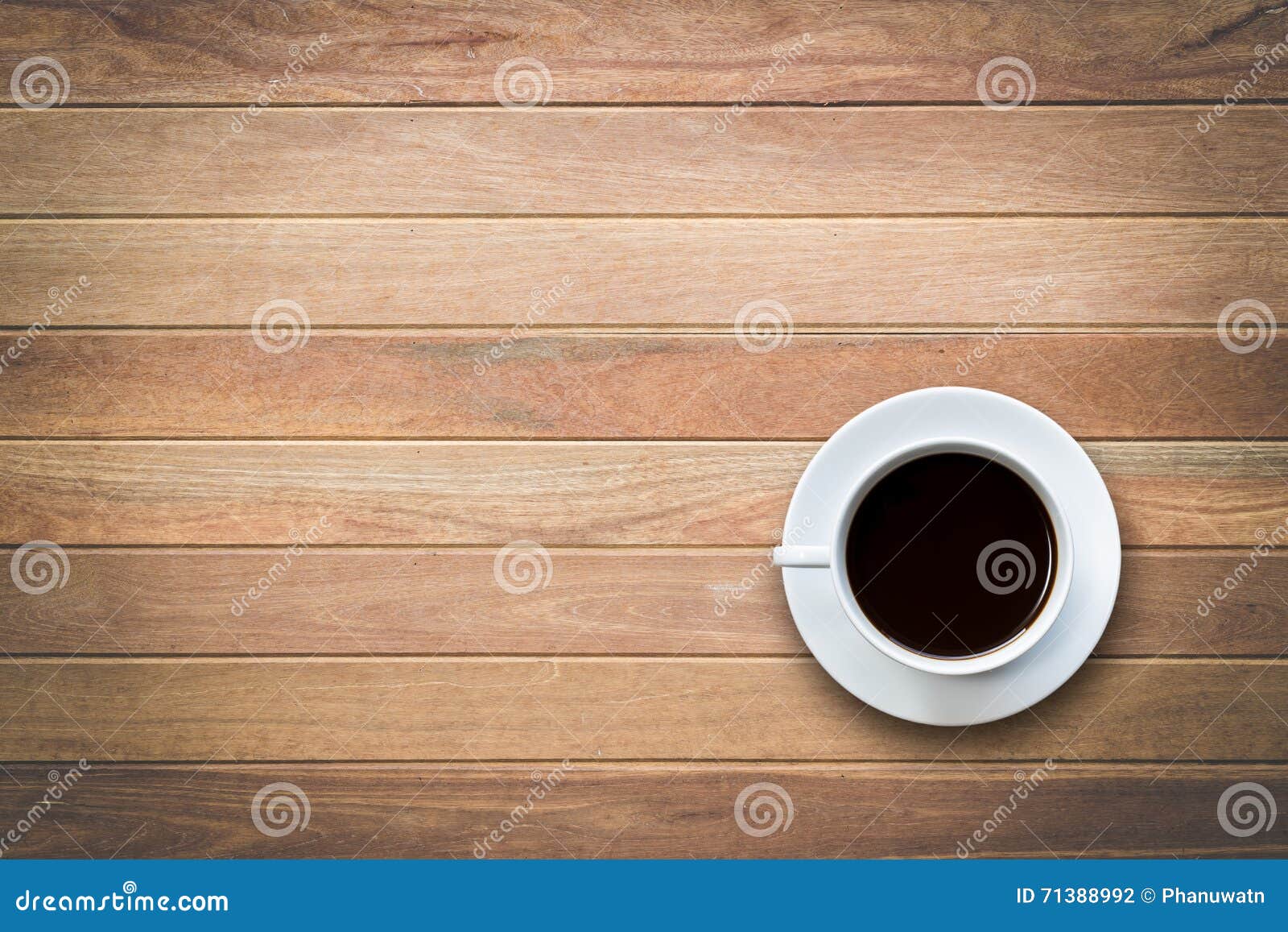 White Coffee Cup on Wooden Table Top View Stock Photo - Image of coffee ...