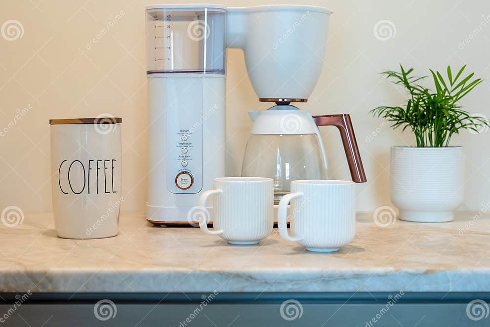 White Coffee Maker on a Kitchen Counter Stock Photo - Image of maker ...