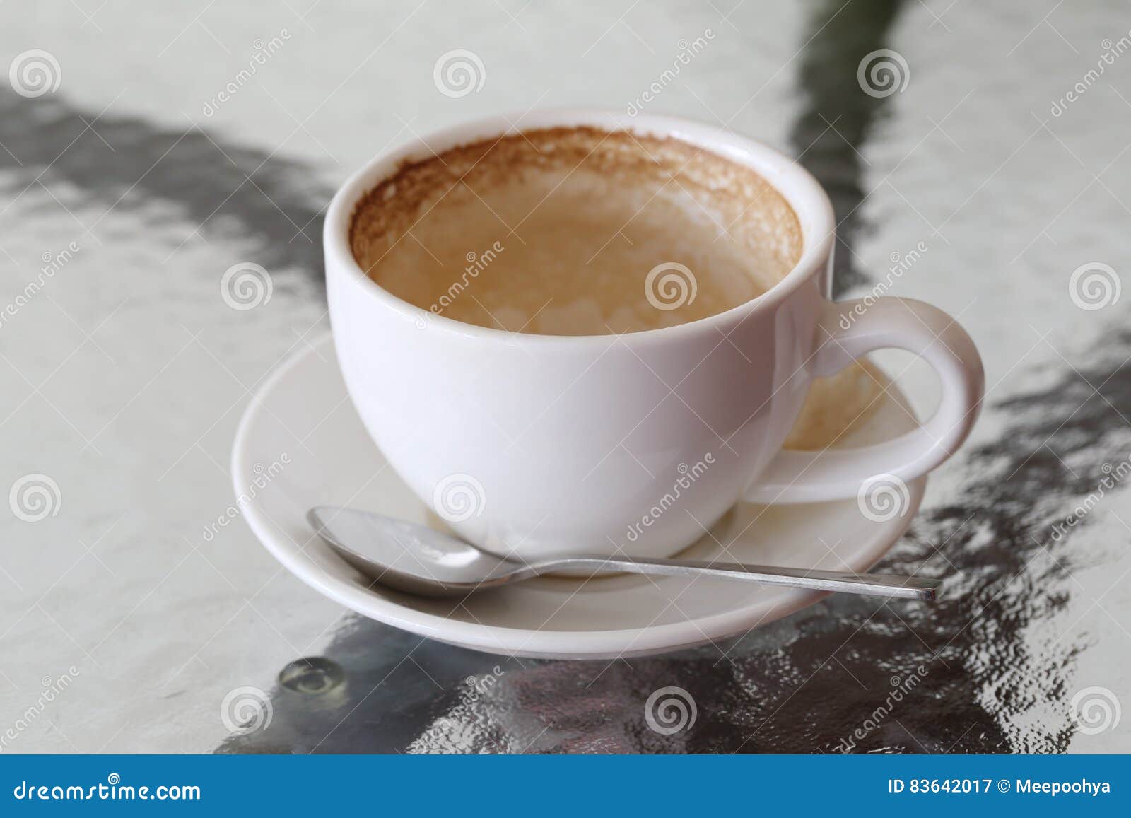 White Coffee Mug with Coffee Stains on Table. Stock Image - Image of ...