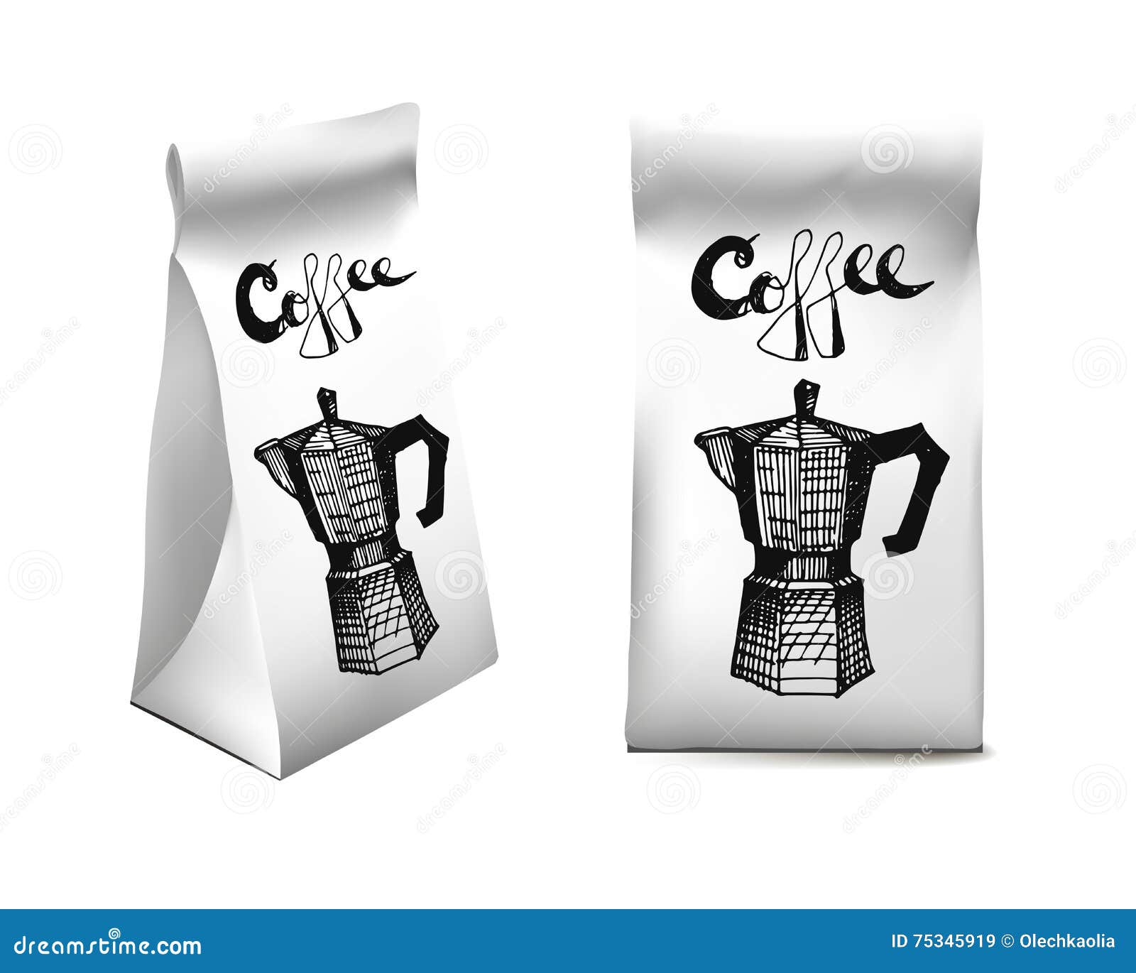 White Coffee Packaging Design Set. Template for Beverage Product ...