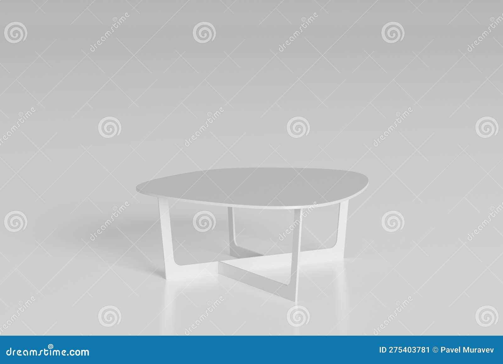 White Coffee Table Mockup on White Background. Product Placement Scene ...