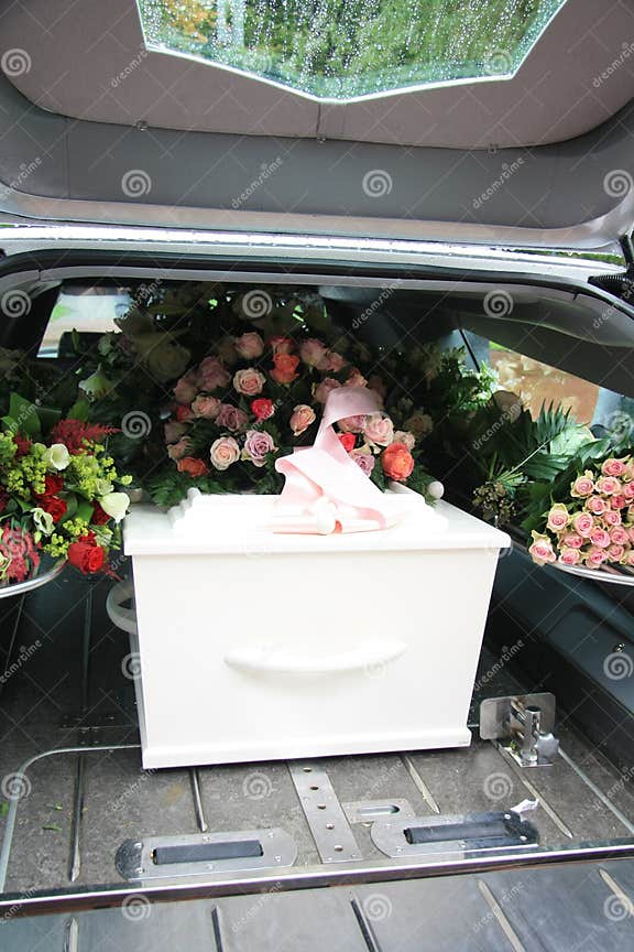 White Coffin in a Grey Hearse Stock Image - Image of pink, grey: 21973671