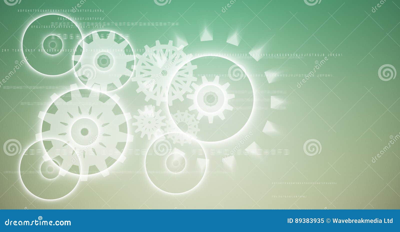 White Cog Graphics Against Green Background Stock Illustration ...