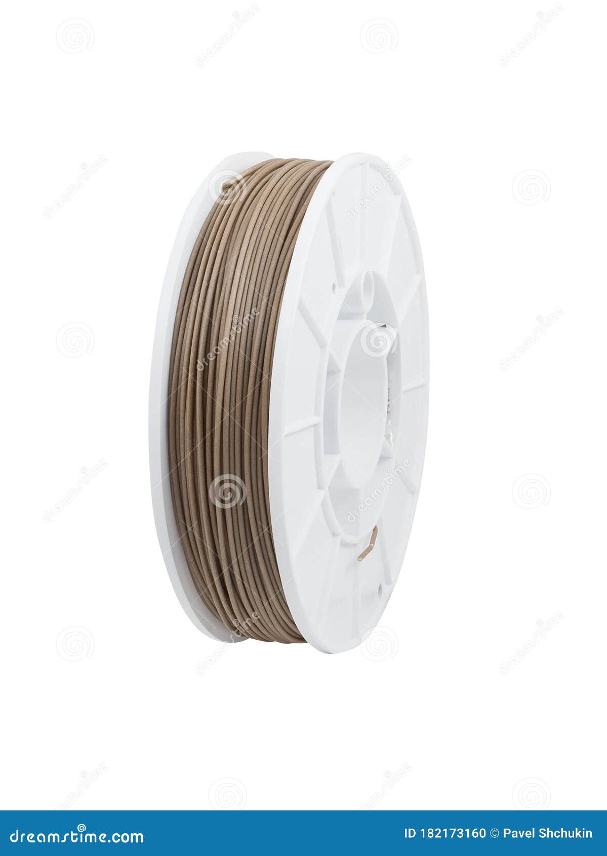 White Coil with Brown Plastic for 3D Printing Insulated on White ...
