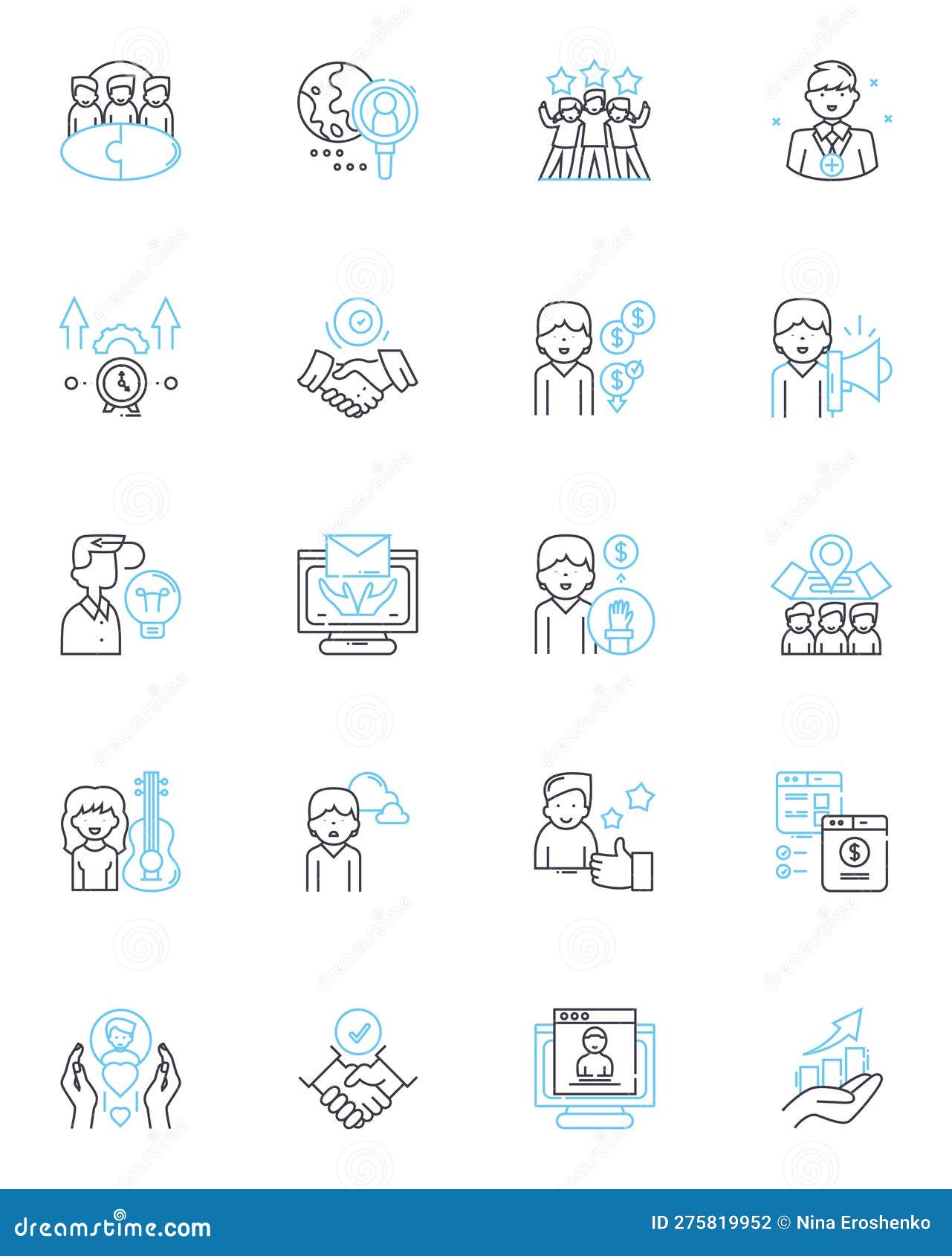 White-collar Work Linear Icons Set. Professionalism, Efficiency ...