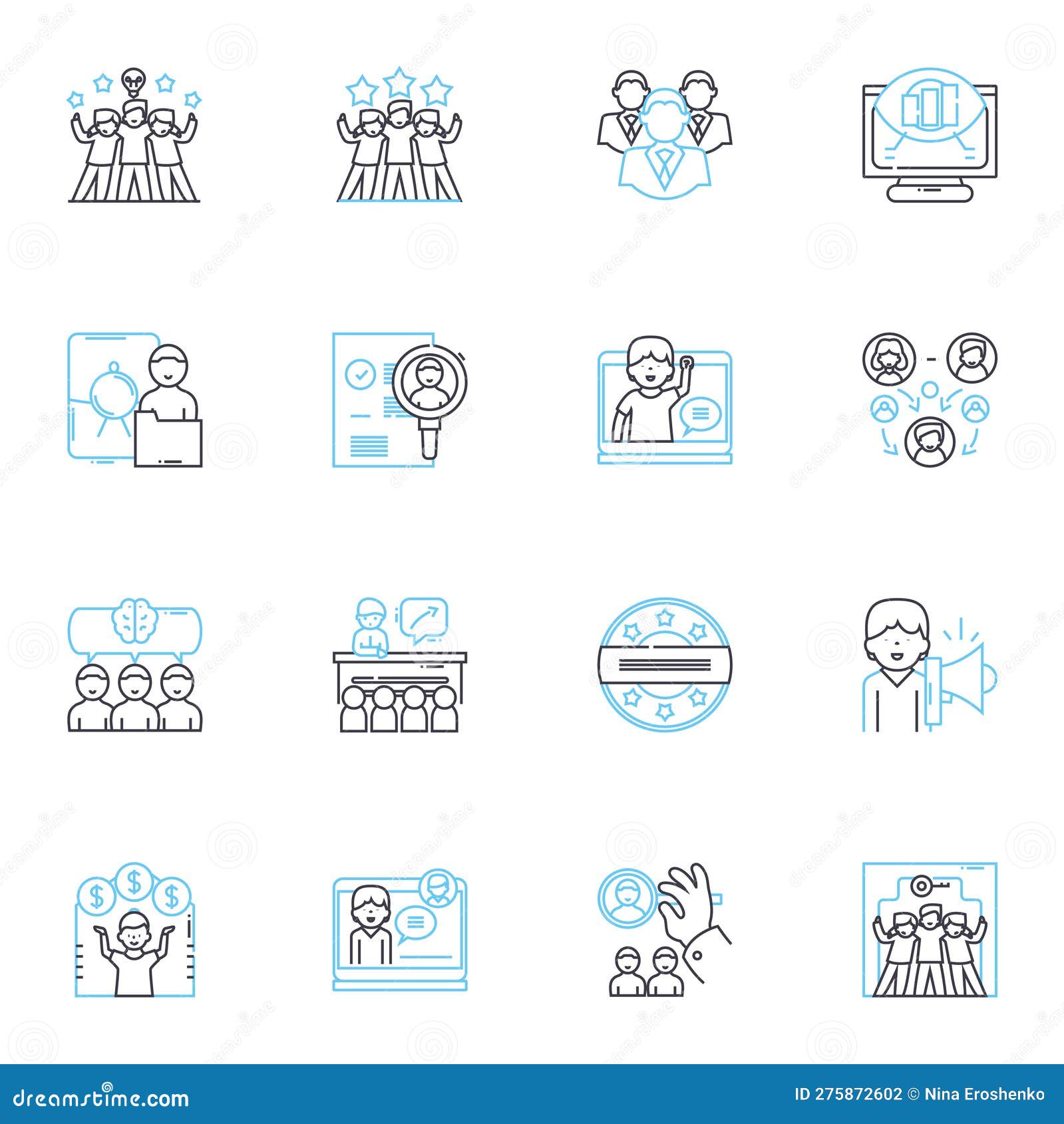 White-collar Work Linear Icons Set. Professionalism, Efficiency ...