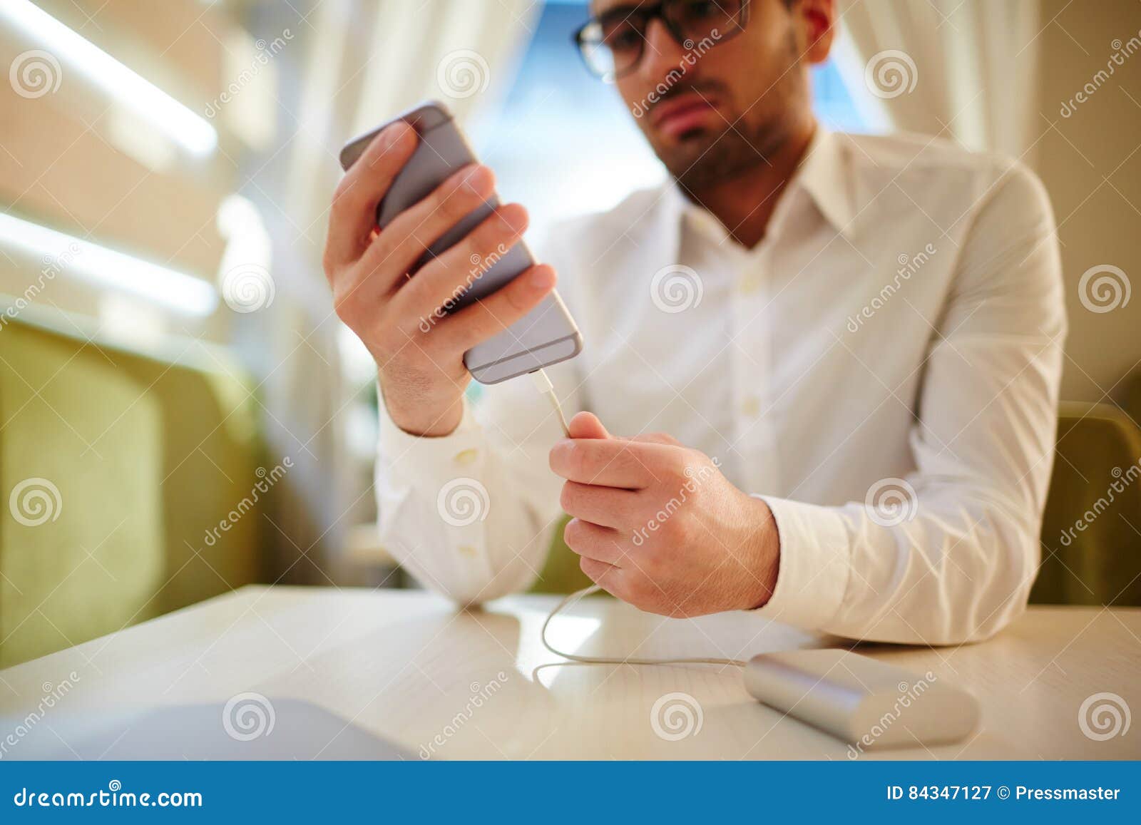 White Collar Worker with Smartphone Stock Image - Image of charge ...