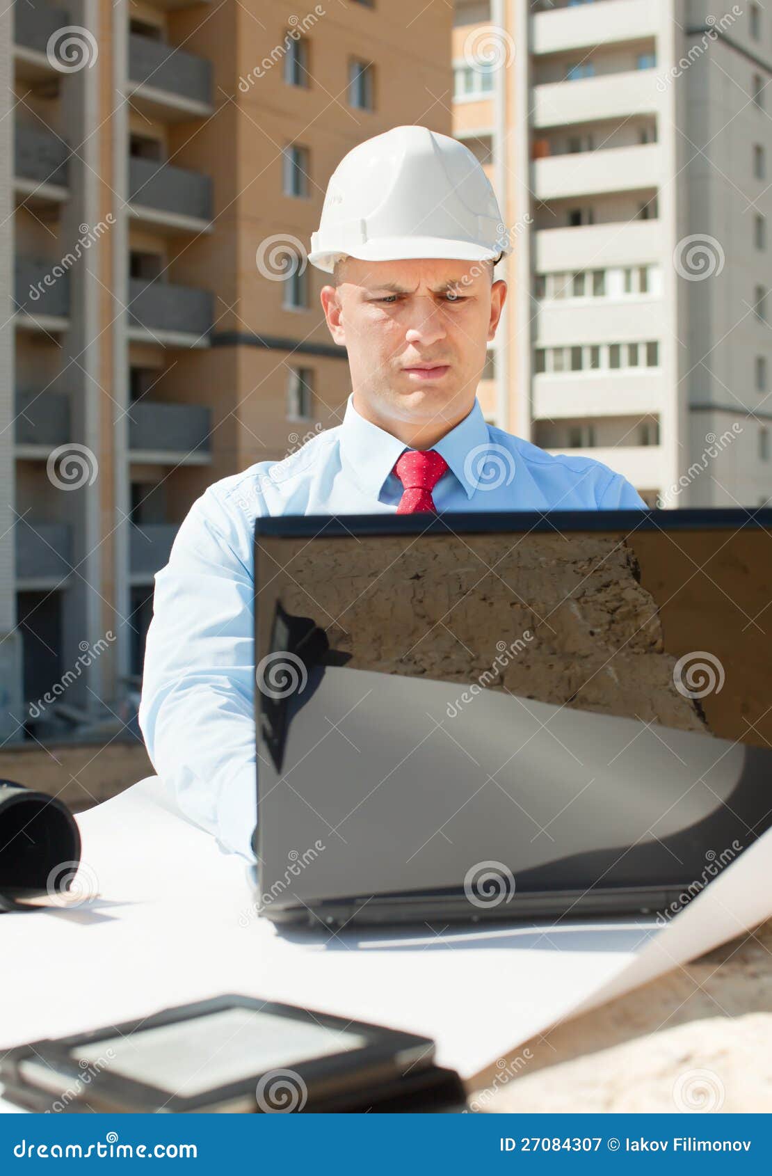 White-collar Worker Works on the Building Site Stock Image - Image of ...