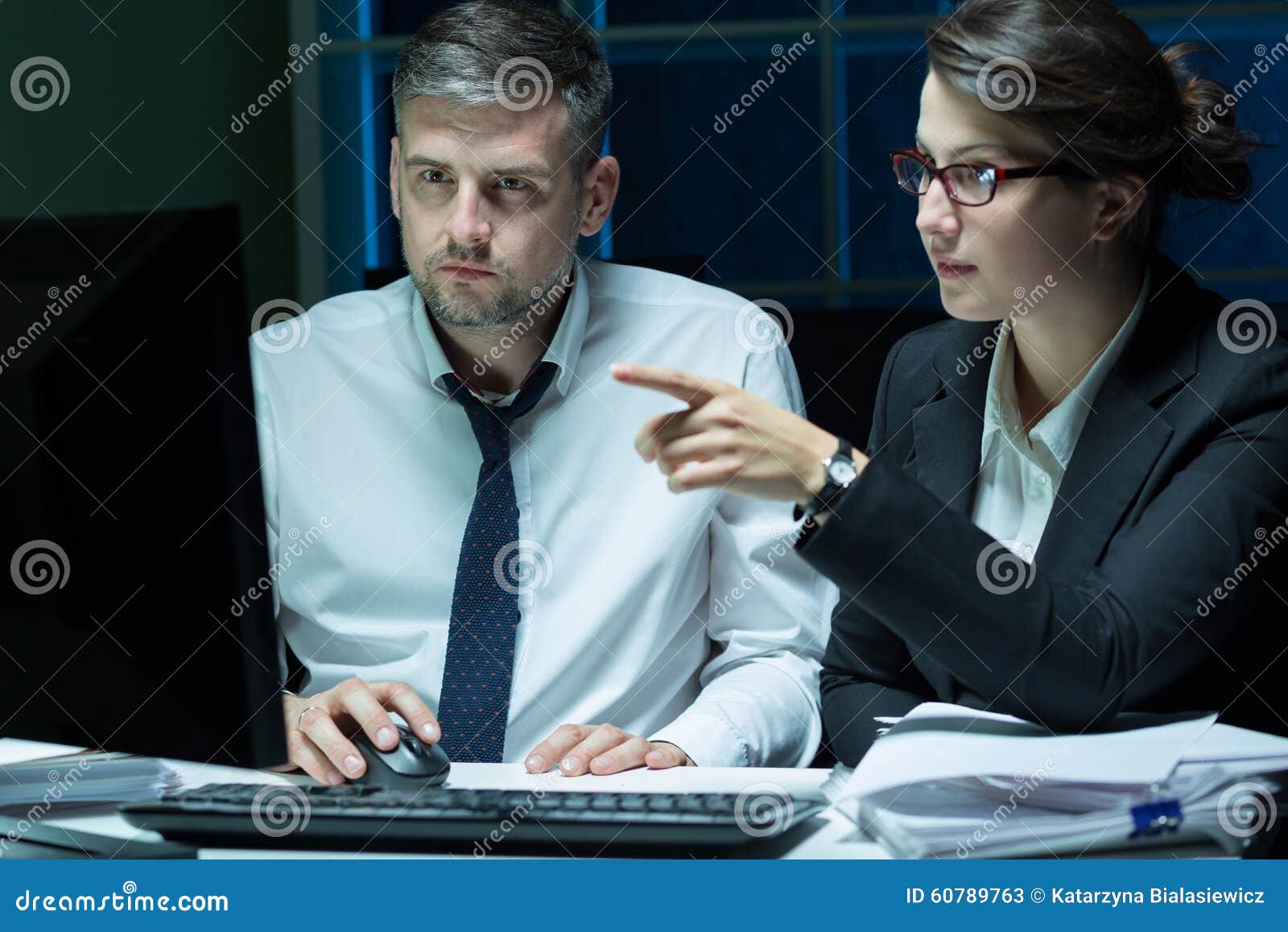 White Collar Workers Working Overtime Stock Image - Image of ...