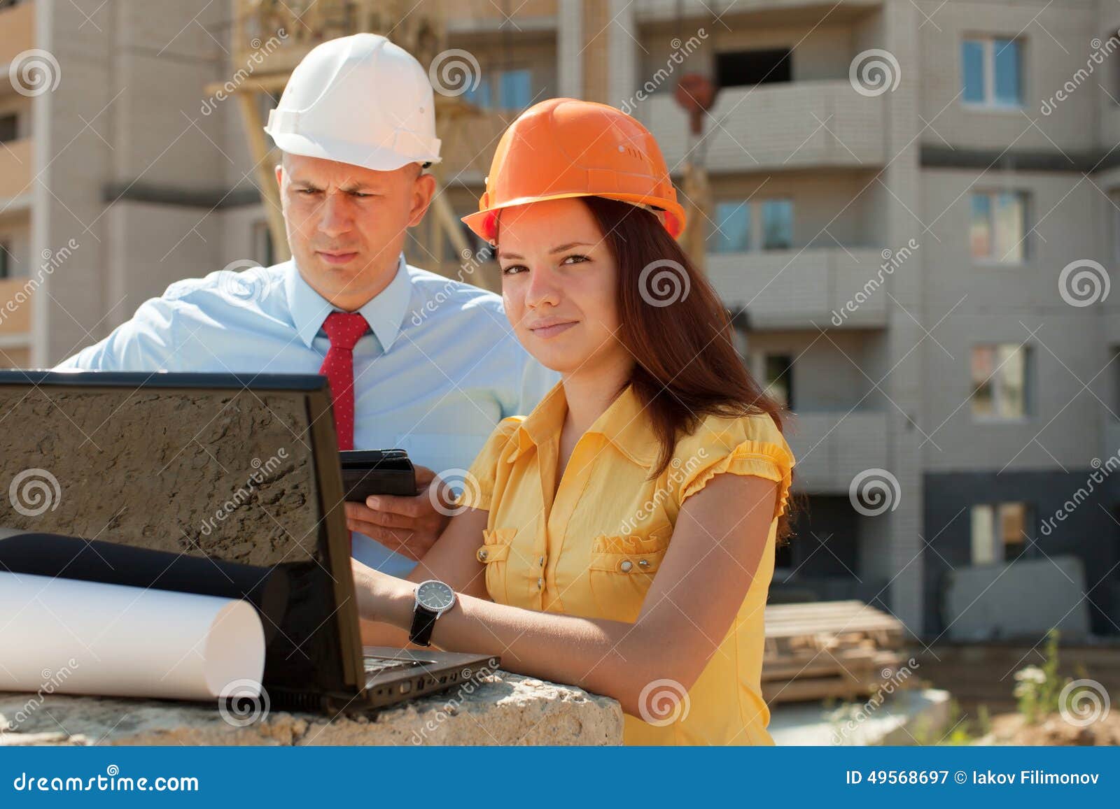 White-collar Workers Works on the Building Site Stock Image - Image of ...