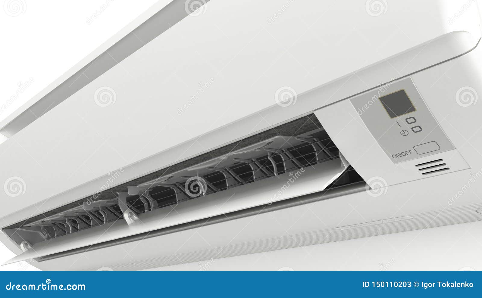 White Color Air Conditioner Machine 3d Render on White Stock ...