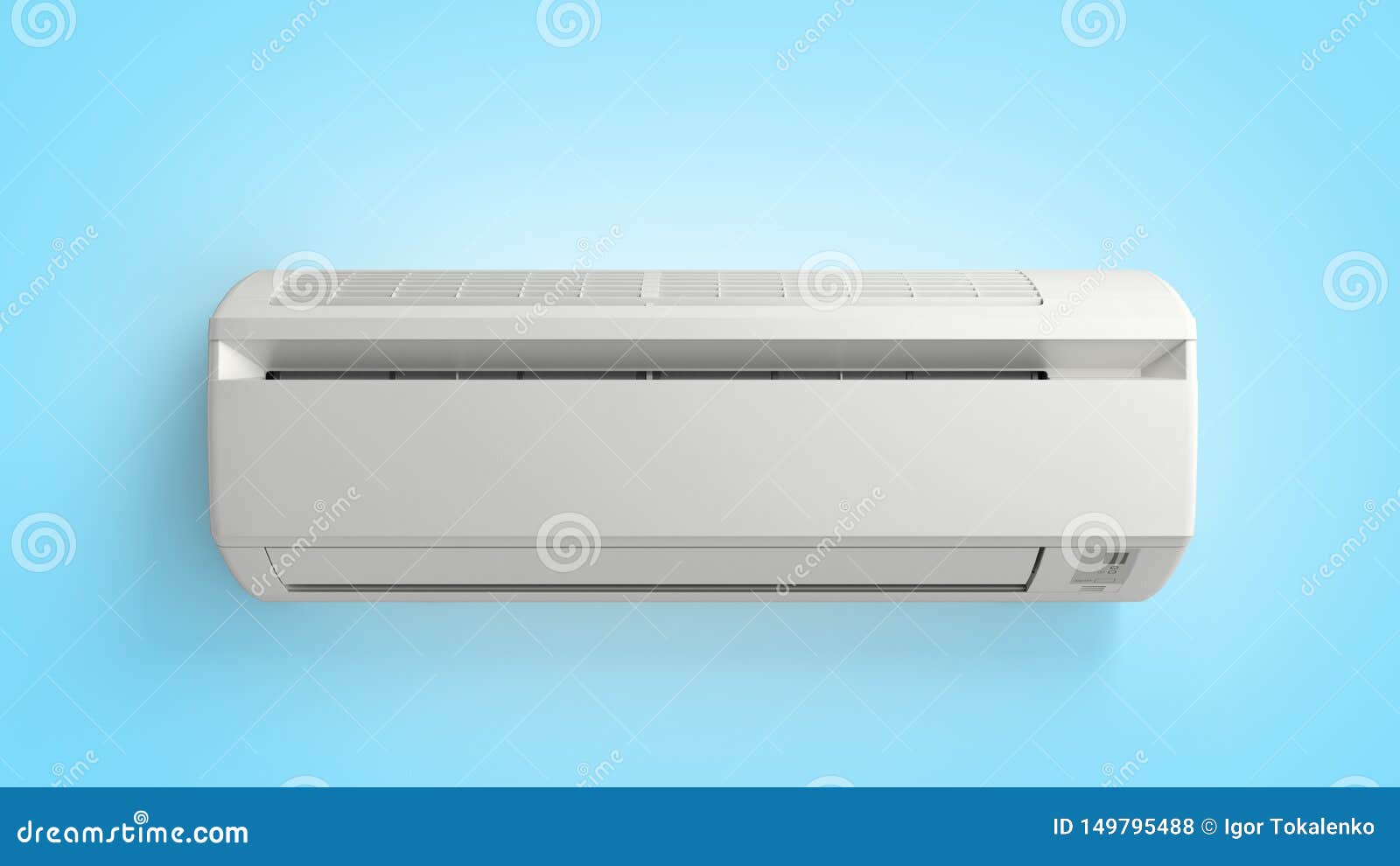 White Color Air Conditioner Machine 3d Render on Blue Gradient ...