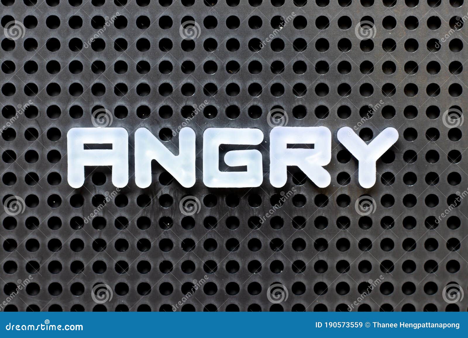 White Alphabet with Word Angry on Black Pegboard Background Stock Image ...