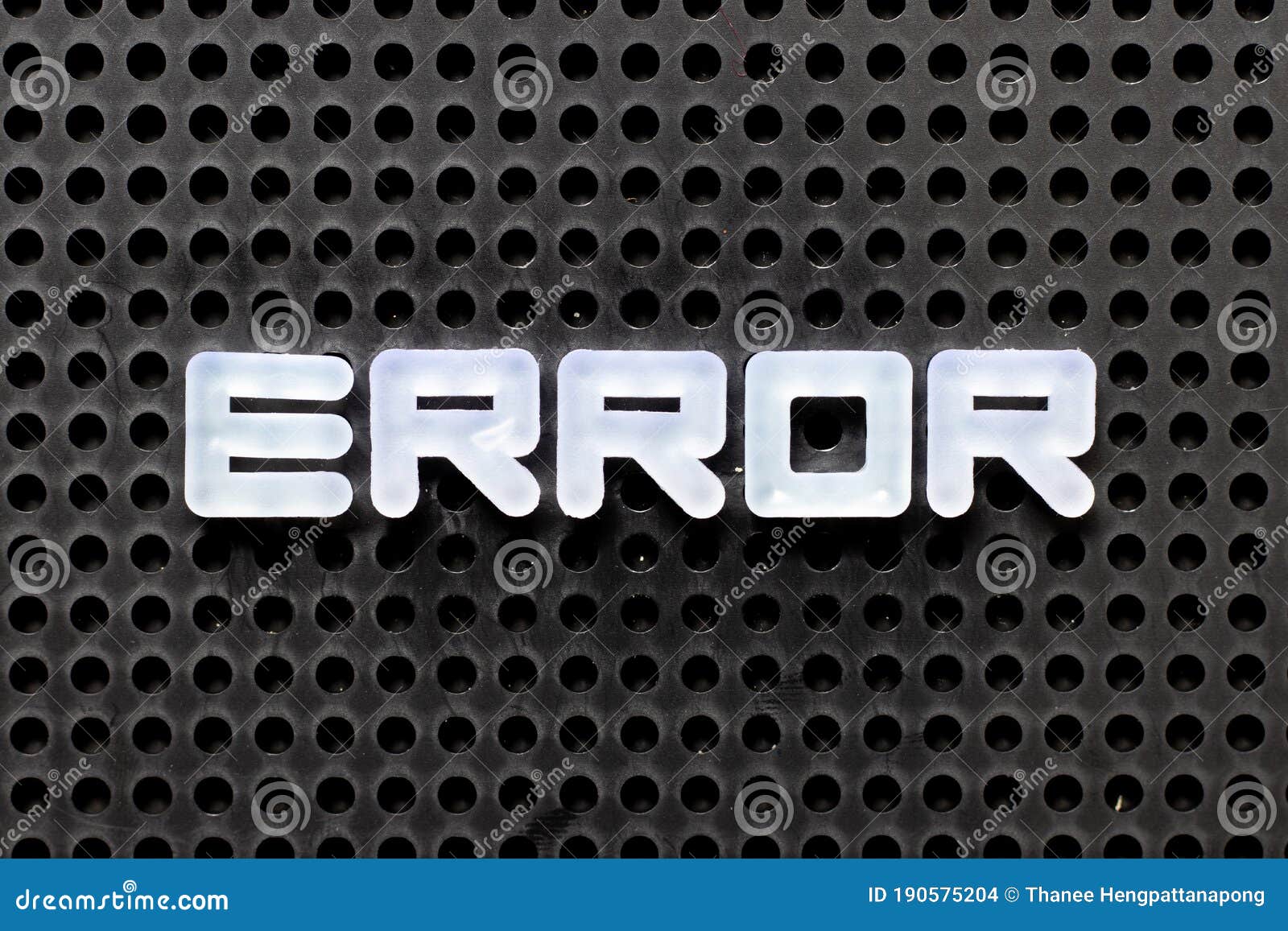 White Alphabet with Word Error on Black Pegboard Background Stock Photo ...