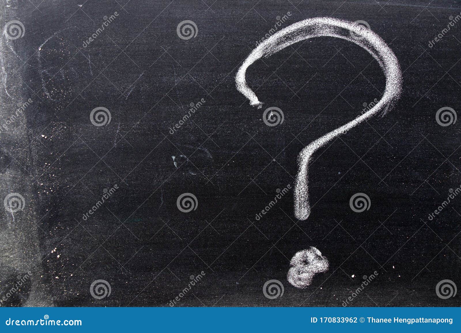 White Chalk Hand Drawing in Question Mark Shape on Blackboard ...