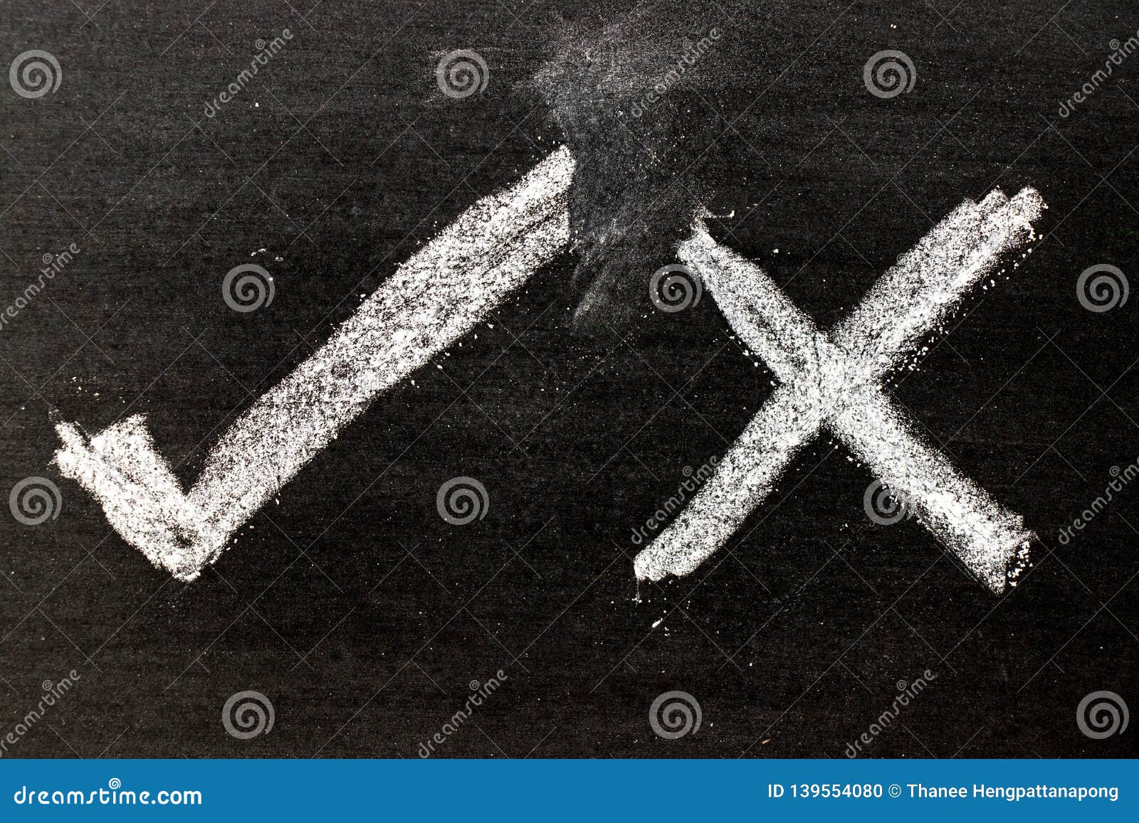 Chalk Checkmark And X Or Confirm And Deny Icon Vector Illustration ...