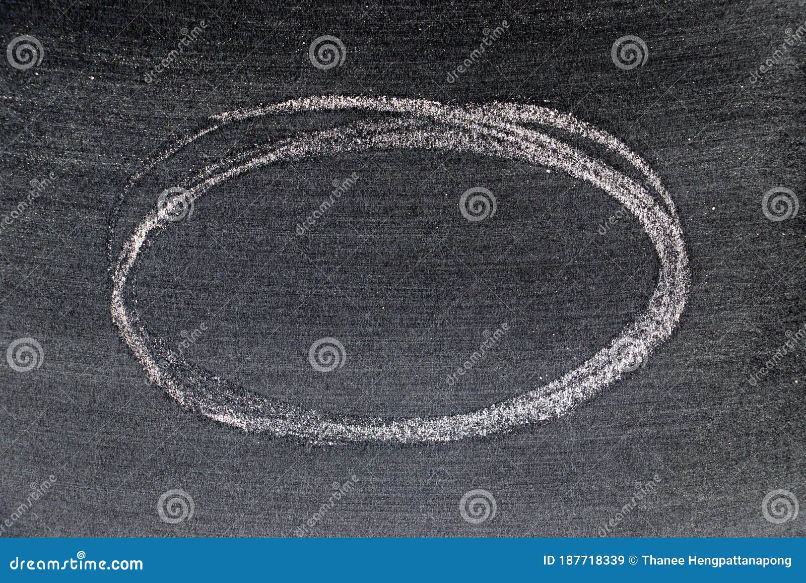 White Chalk Hand Drawing In Circle Or Oval Shape On Black Board ...