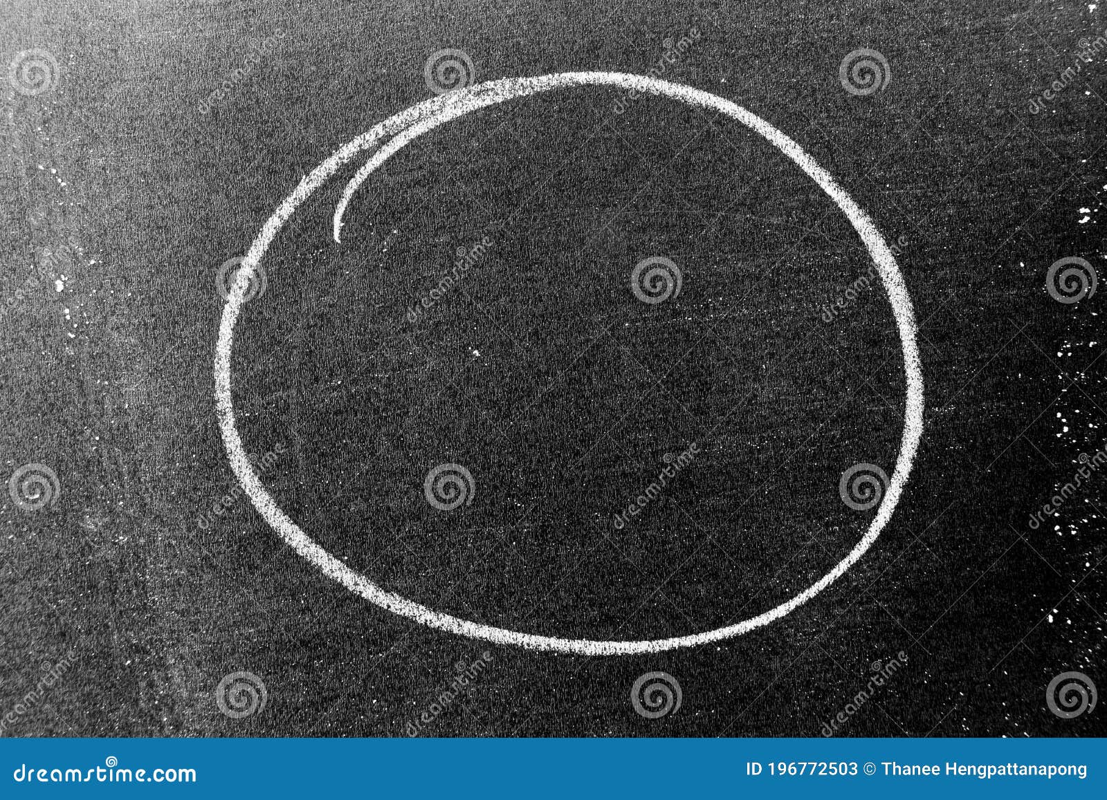 White Chalk Hand Drawing in Circle or Oval Shape on Black Board ...