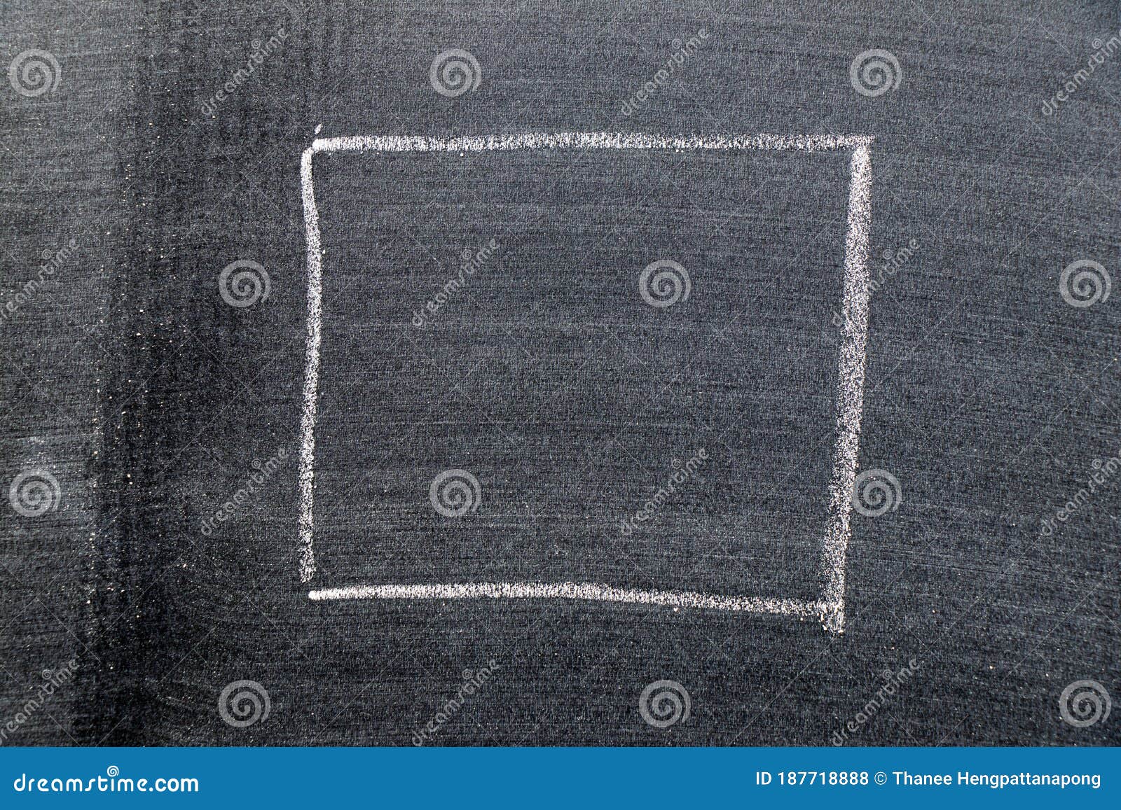 White Chalk Hand Drawing in Square Shape on Black Board Background ...