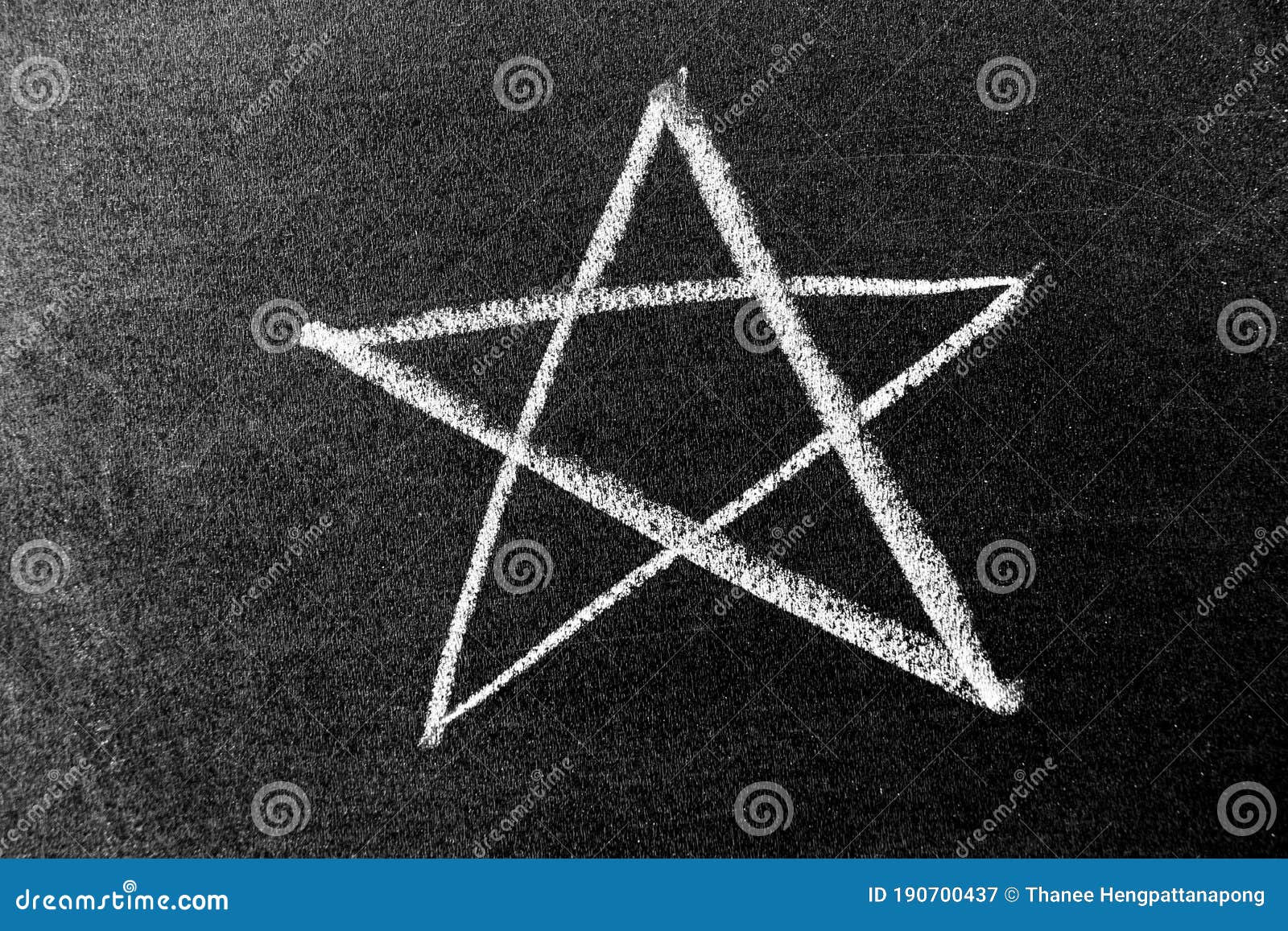 White Chalk Hand Drawing in Star Shape on Black Board Background Stock ...