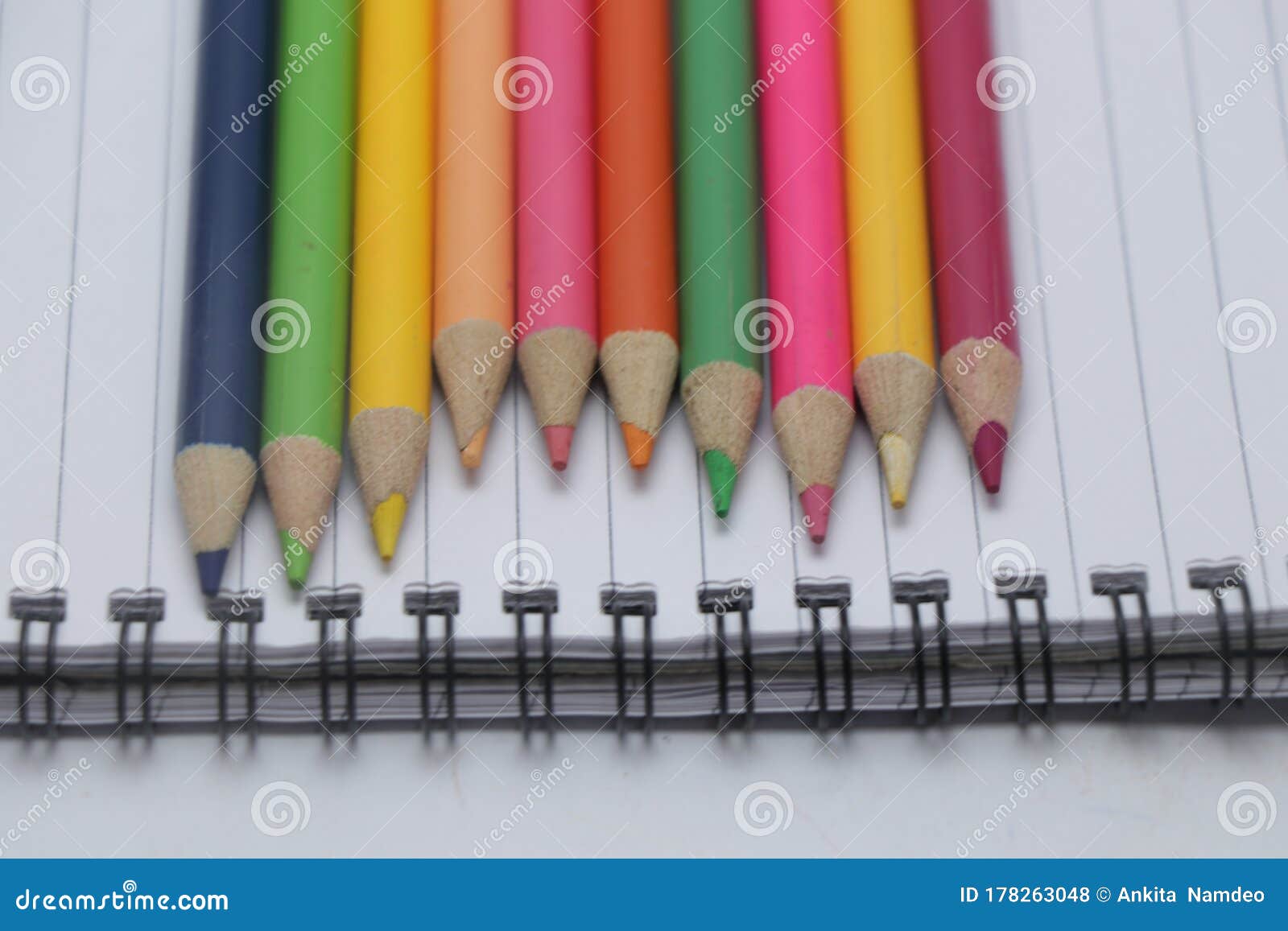 White Color Diary All Pencil Colors for Sketching Stock Photo - Image ...