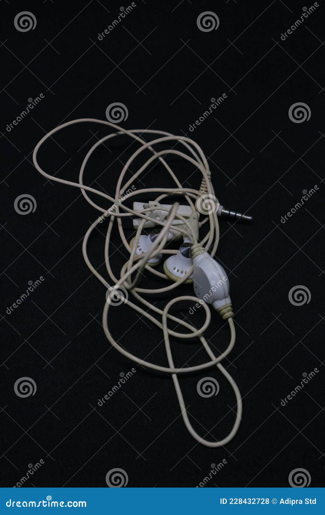 White Color of Earphone with Messy Cable Stock Photo - Image of drawn ...