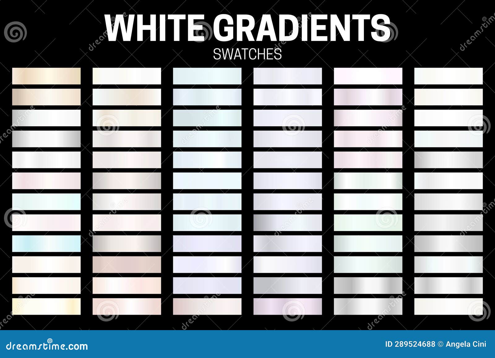 White Color Gradient Collection of Swatches Stock Illustration ...