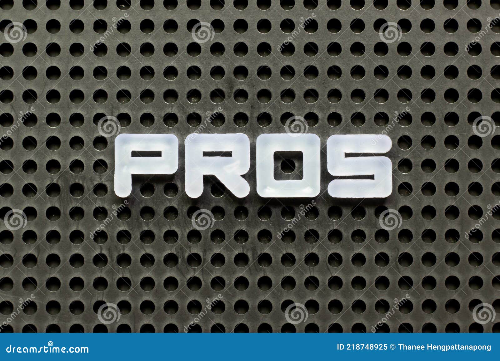 White Letter in Word Pros on Black Pegboard Background Stock Image ...