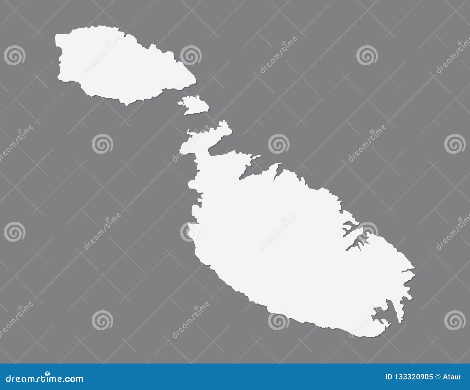 White Color Malta Map Vector with Single Border on Dark Background ...