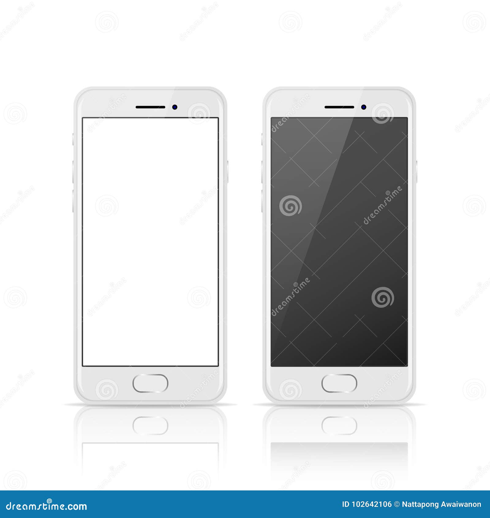 White Color Mobile Phone with Blank and Dark Screen. Stock Vector ...