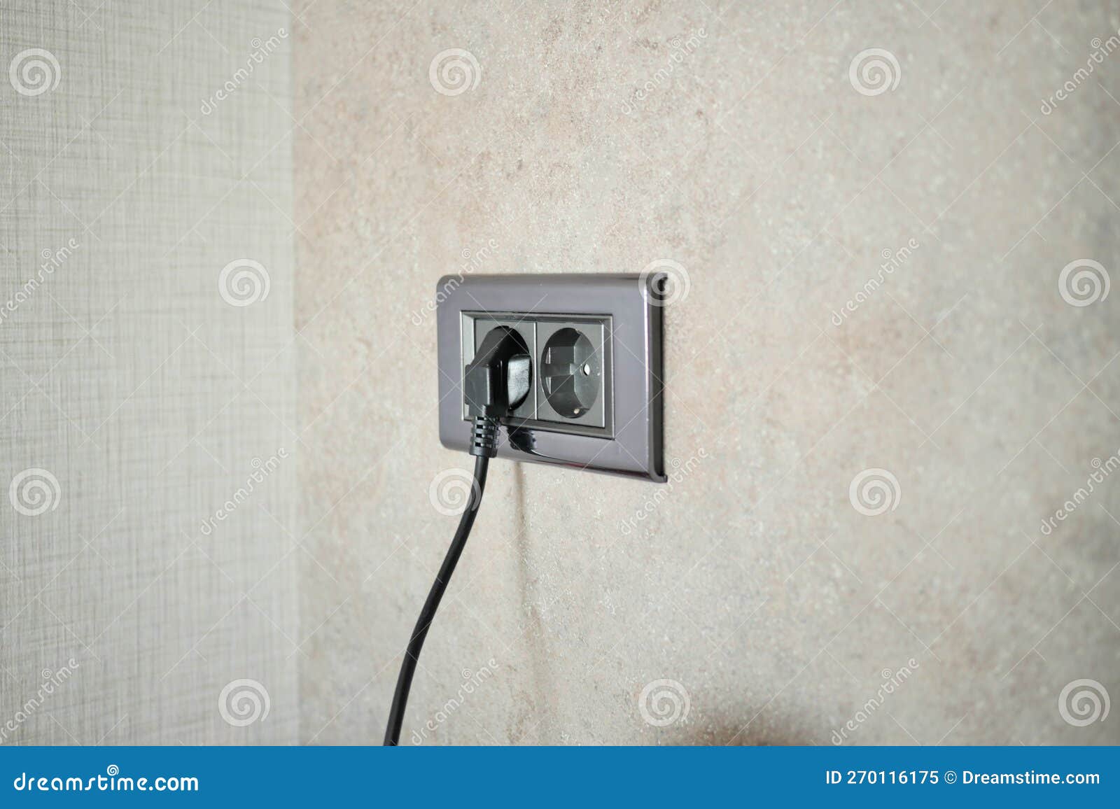 White Color Power Cord Cable Plugged into Wall Stock Image - Image of ...