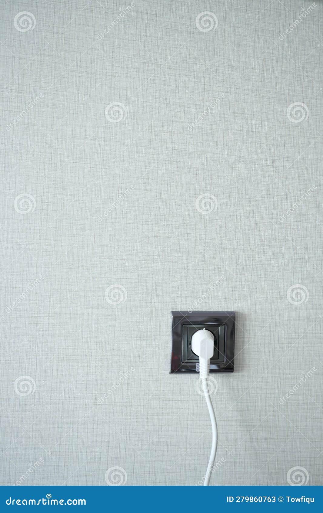 White Color Power Cord Cable Plugged into Wall Stock Image - Image of ...