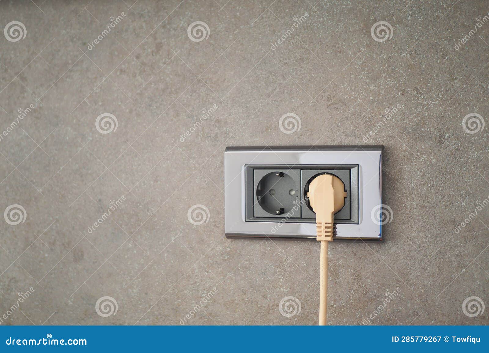 White Color Power Cord Cable Plugged into Wall Stock Image - Image of ...